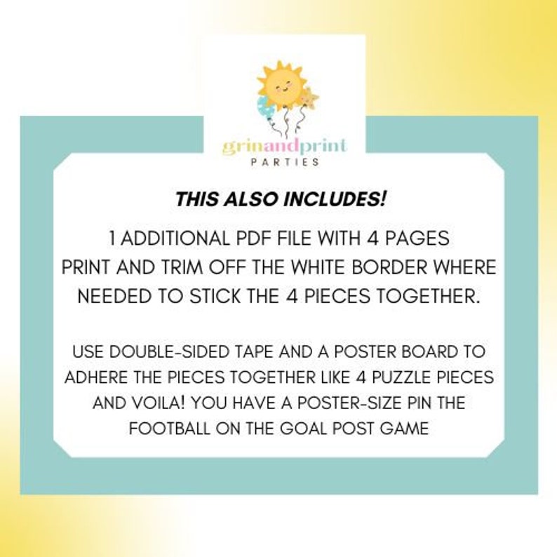 Pin the Football in the Field Goal, Boy Birthday Football Game, Digital ...