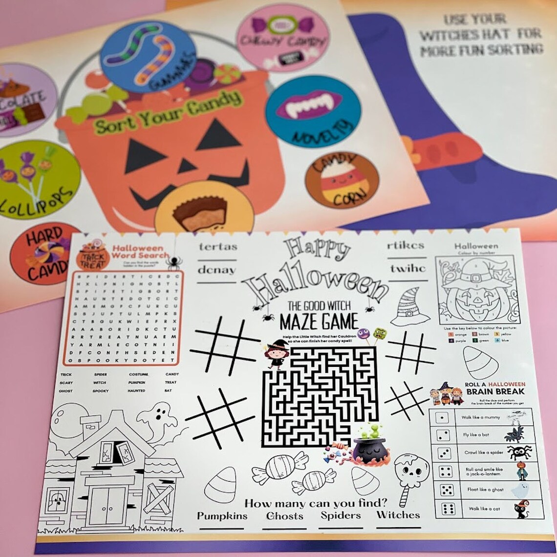 Halloween Activity Placemats & Candy Sorting Mats Bundle (printable ...