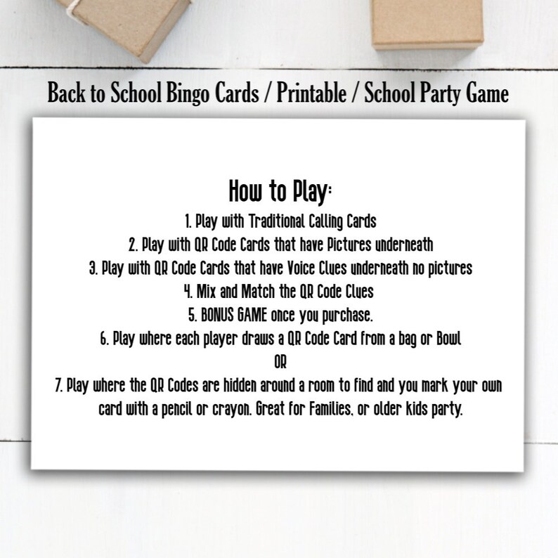 Back to School Bingo Game With QR Codes (PDF) - Etsy