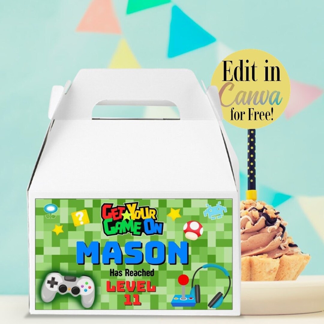 Editable Gamer Gable Box Label, Printable Gift Box Label, Gamer ...