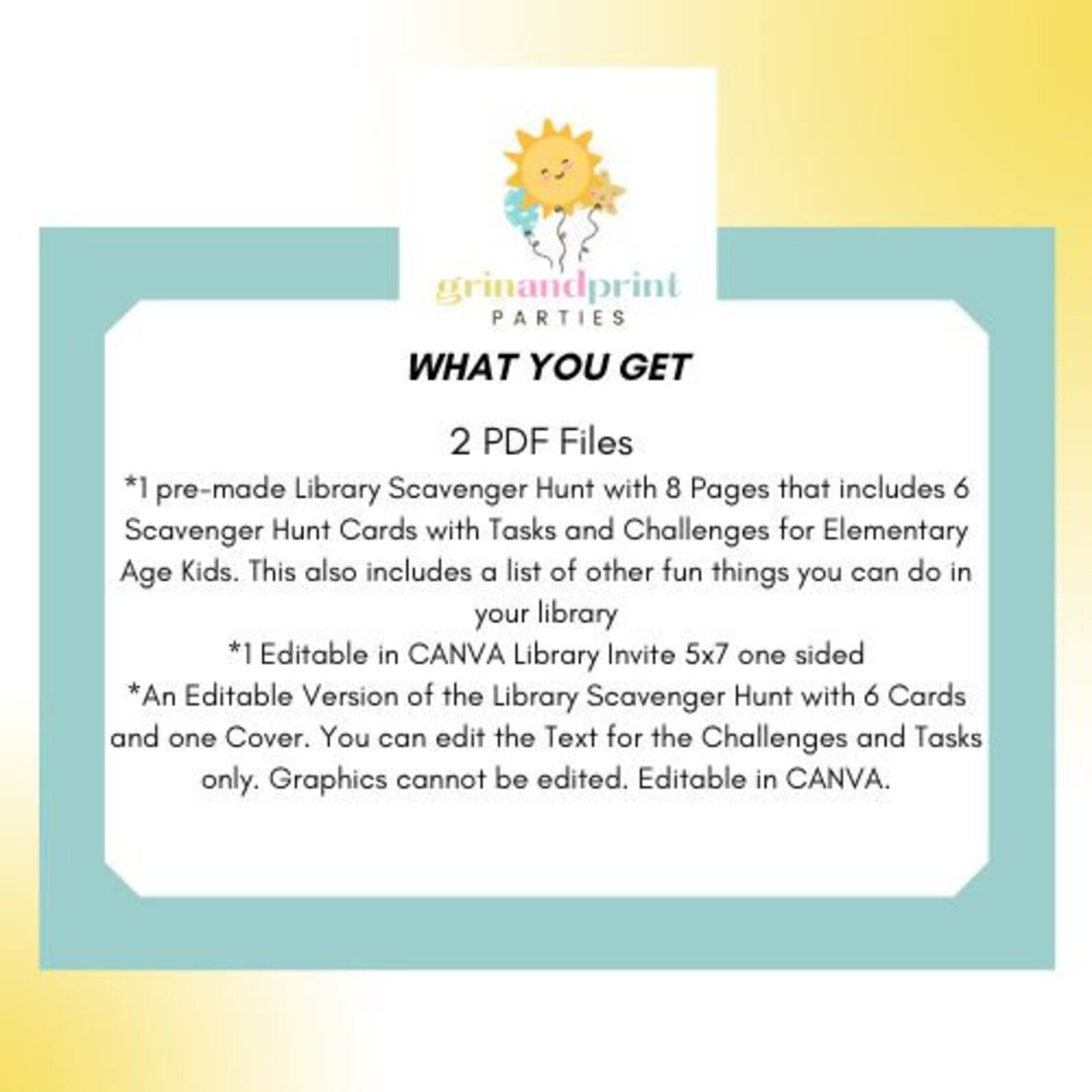 Editable Printable Library Scavenger Hunt for Kids, Library Activity ...