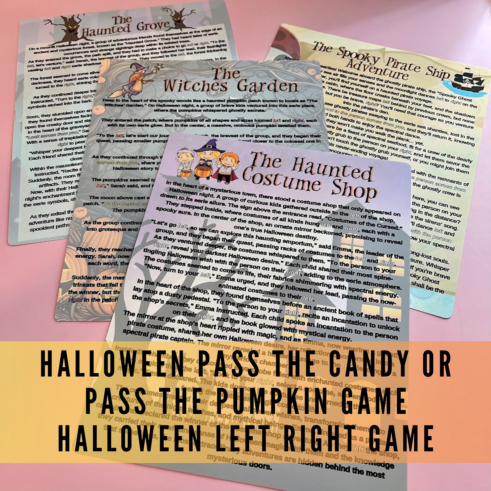 Printable Halloween Pass the Candy & Pumpkin Game, Left Right Game for ...