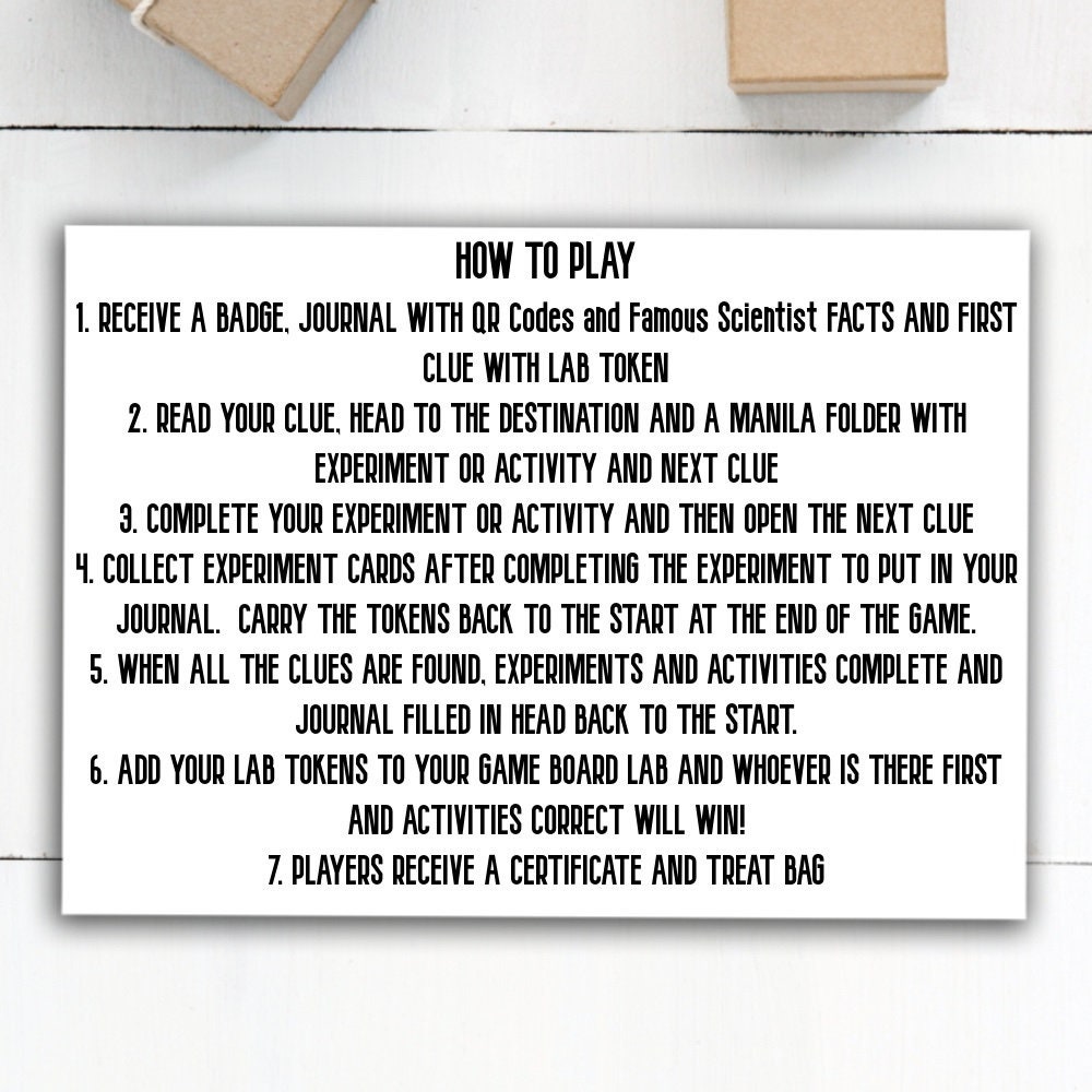 Science Scavenger Hunt Mad Scientist Party Games Science | Etsy