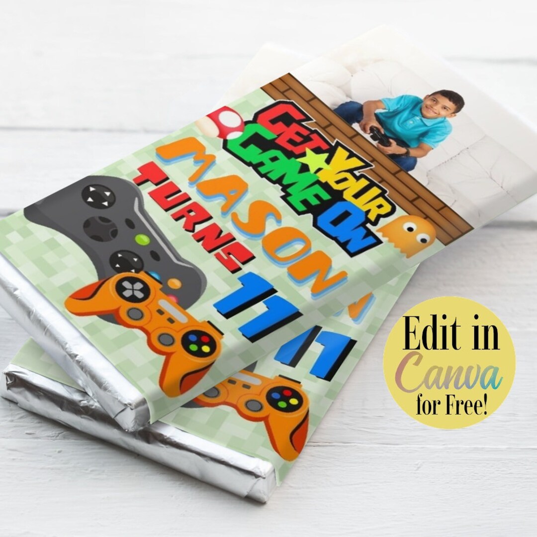 Gamer Candy Bar Wrapper Label, Personalized Gamer Candy Bar Wrapper ...