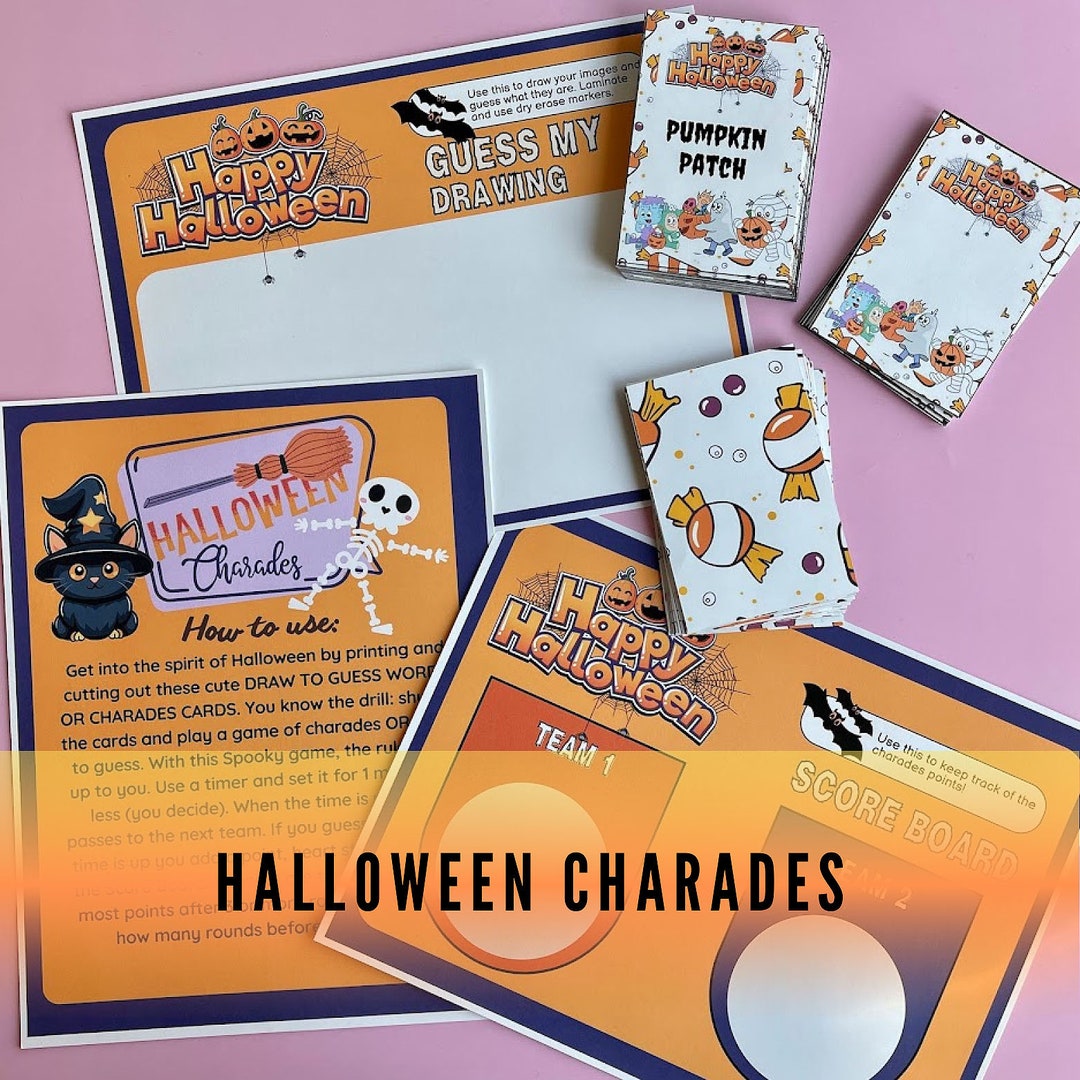 Halloween Charades Game, Family Halloween Party Game, Kids' Halloween ...