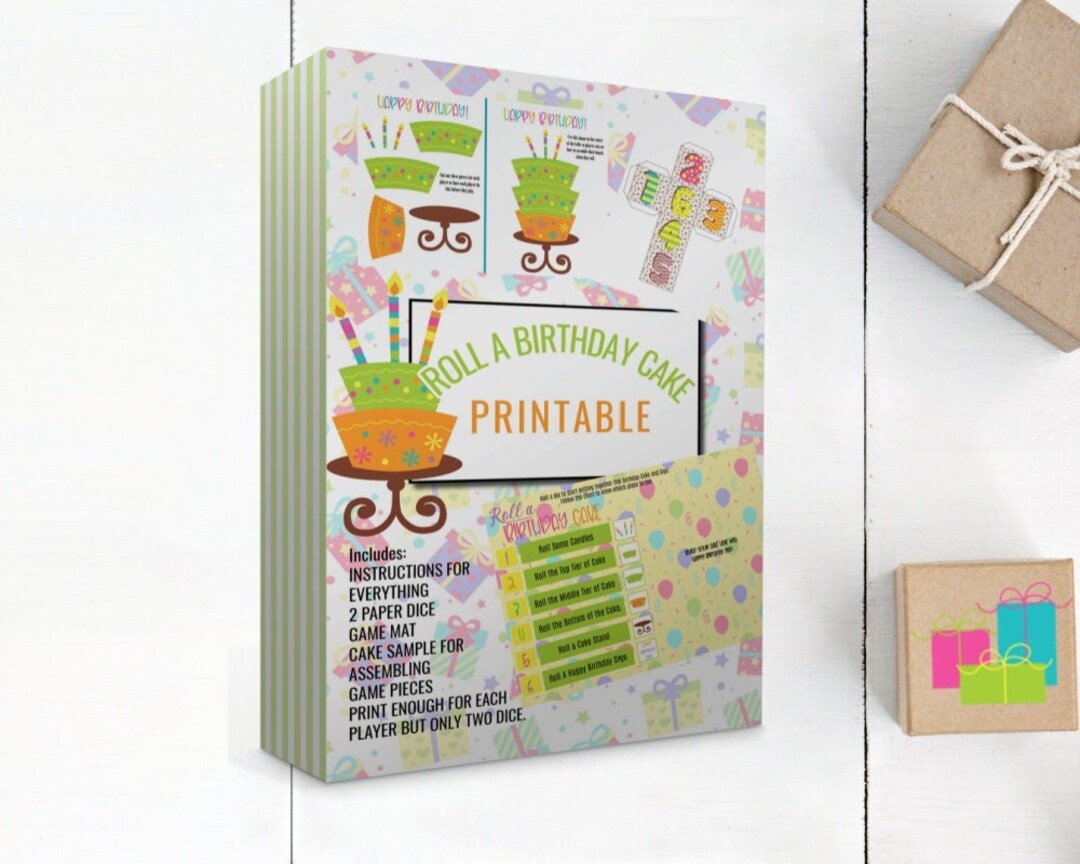 Roll A Birthday Cake Dice Game: Printable Kids Birthday Activity (PDF ...