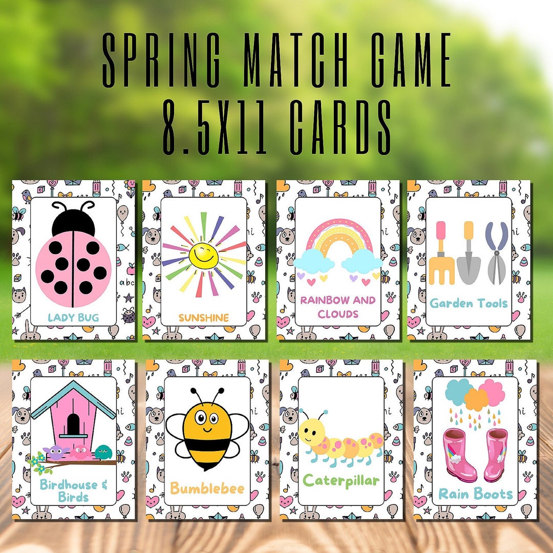 Printable Spring Memory Match Game for Kids, Classroom Spring Memory ...