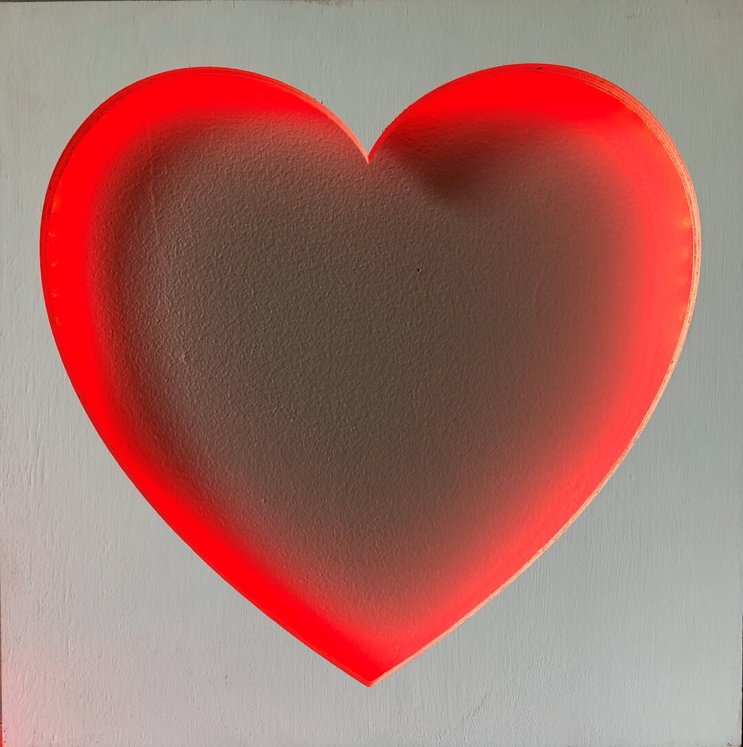 Lighted Valentine's Day Heart Sign Wall Display Back-lit With LED ...