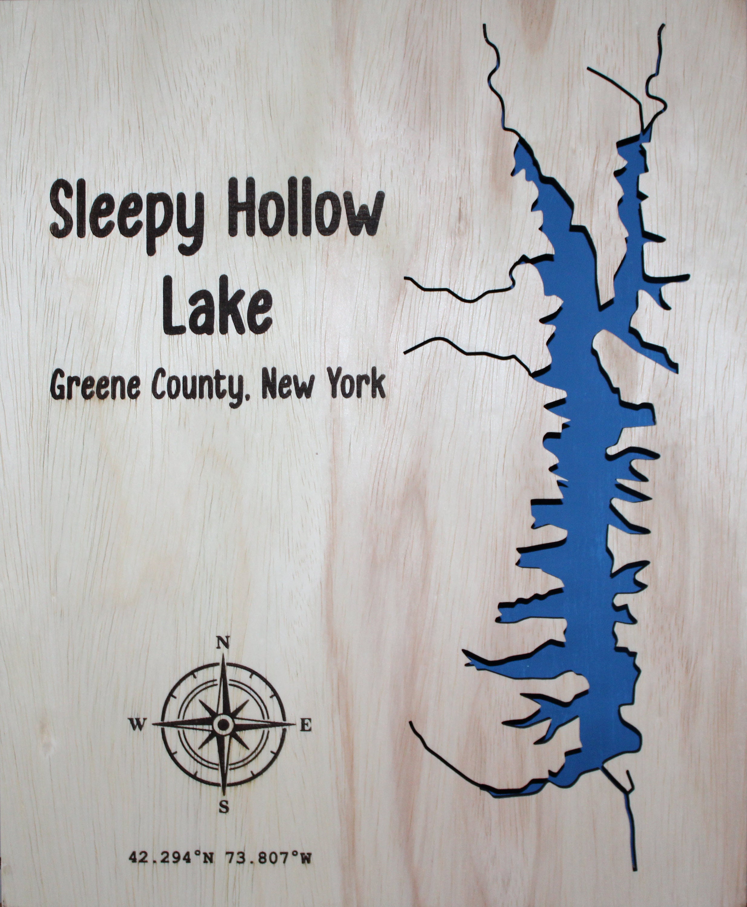 Custom Wood Lake Cutout Map With Blue LED Back Lighting - Etsy