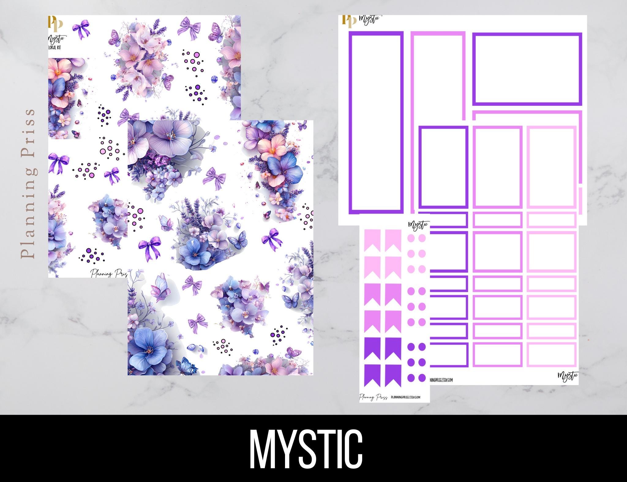 Mystic Floral Deco Sticker Kit/kiss Cut Stickers - Etsy