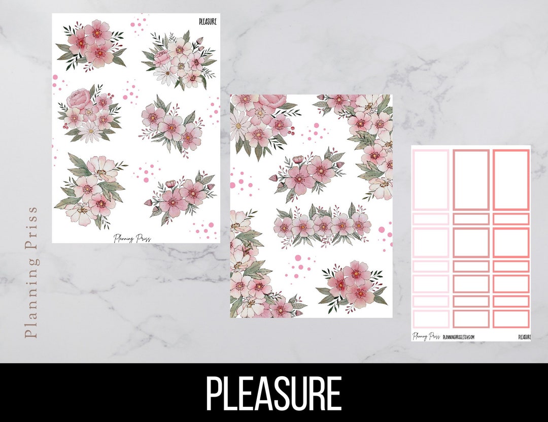 Pleasure Floral Deco Sticker Kit/ Spring Floral Deco/kiss Cut Stickers ...