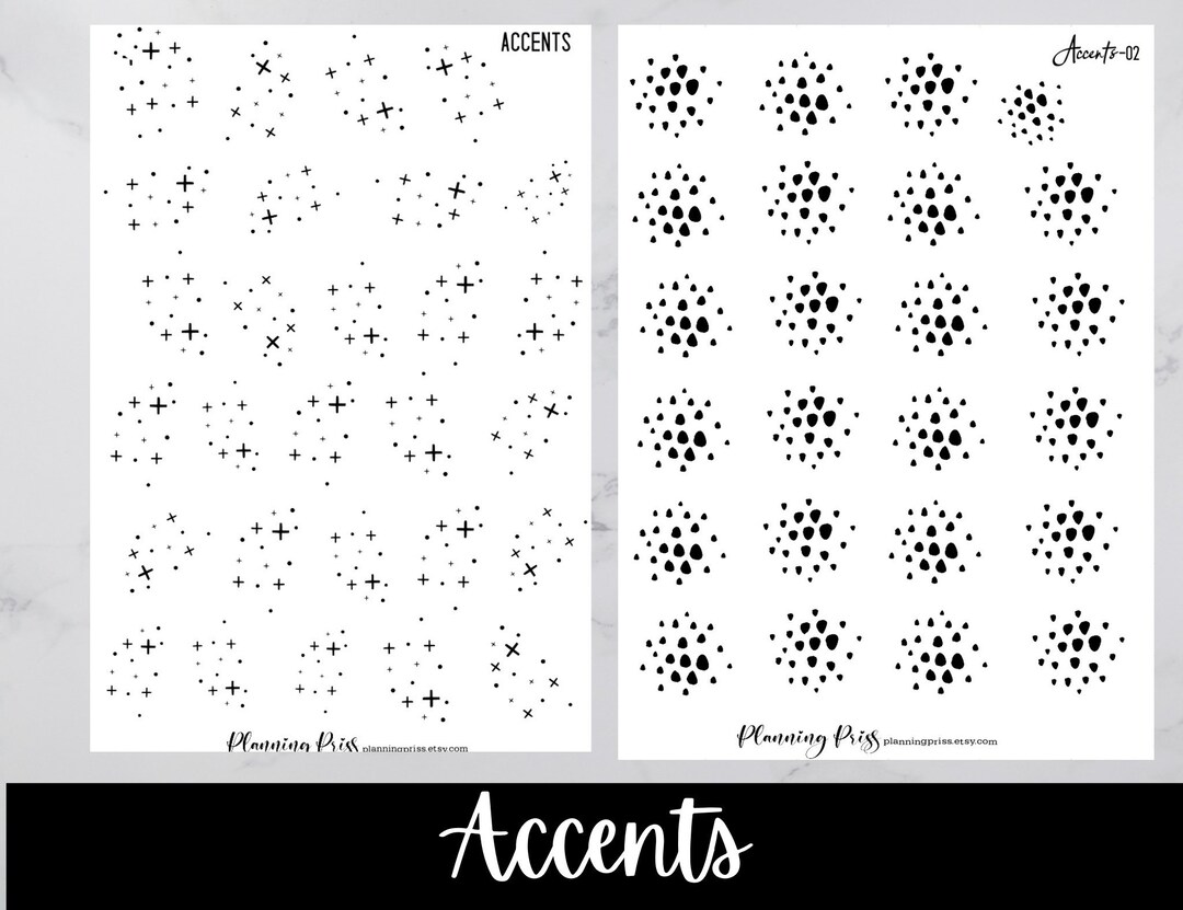 Accent Deco Sticker Sheet/ Planner Decoration/ Kiss Cut - Etsy