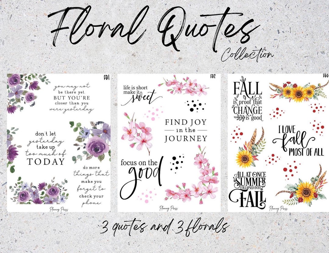 Floral Quotes Collection #1/ Florals and Quote Stickers - Etsy