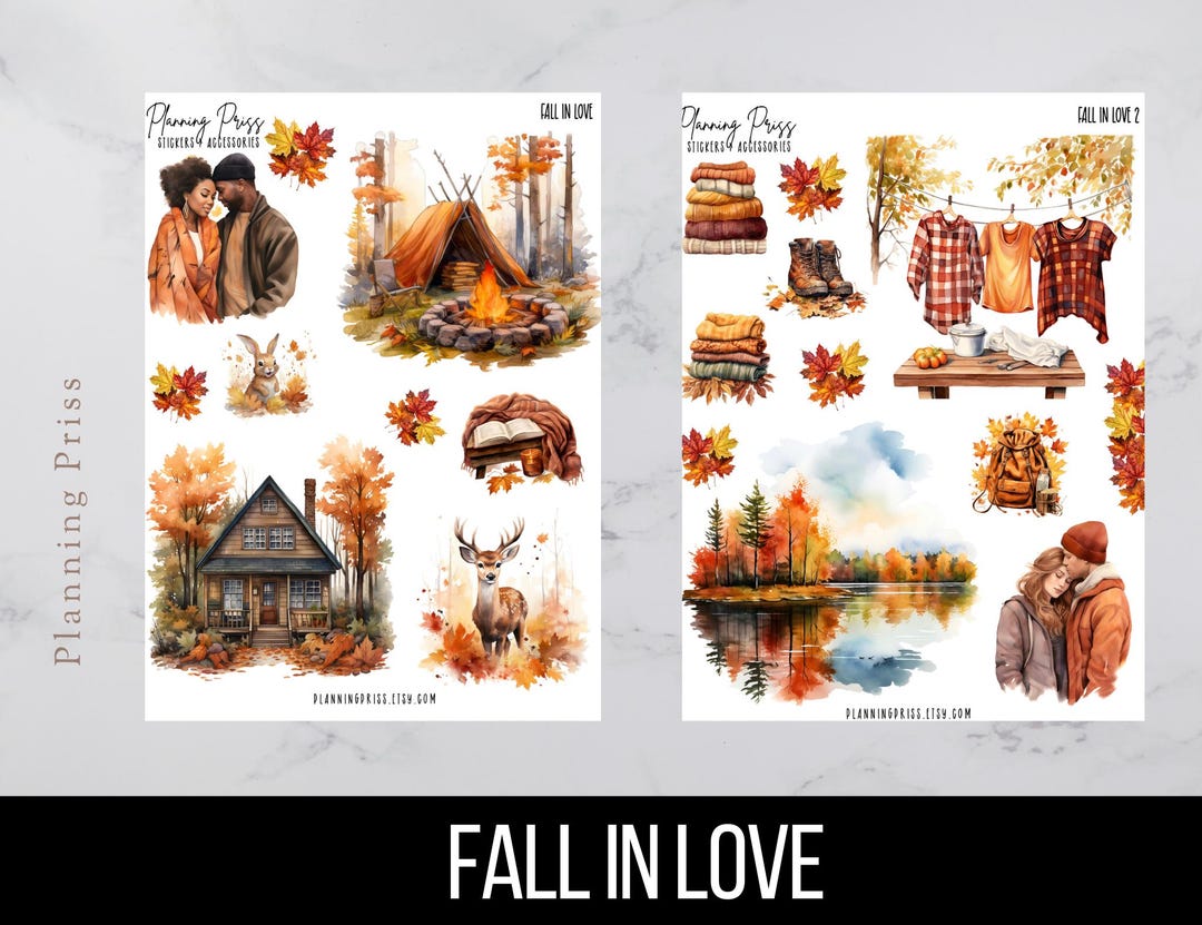 Fall in Love Deco Sticker Sheet - Etsy