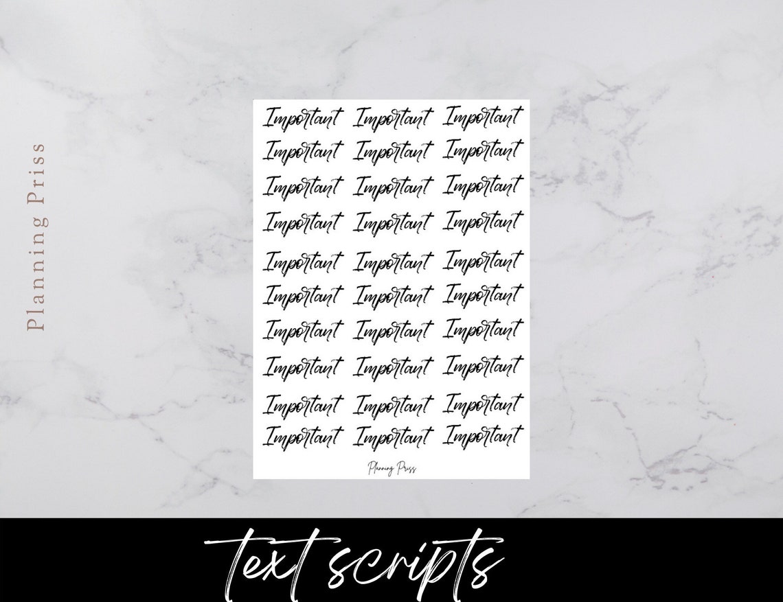 Text Script Sticker Sheet - Etsy