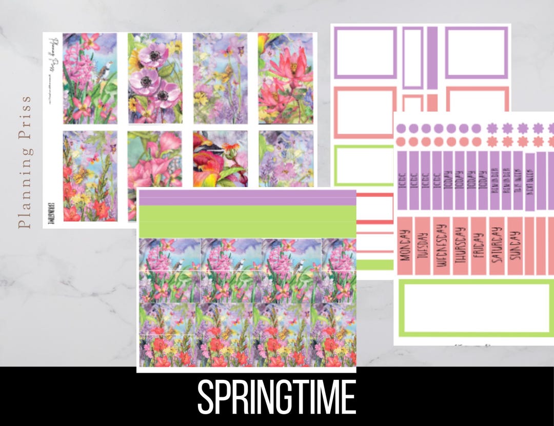 Springtime/ Mini Deco Sticker Kit/ Kiss Cut/ Planner Stickers - Etsy