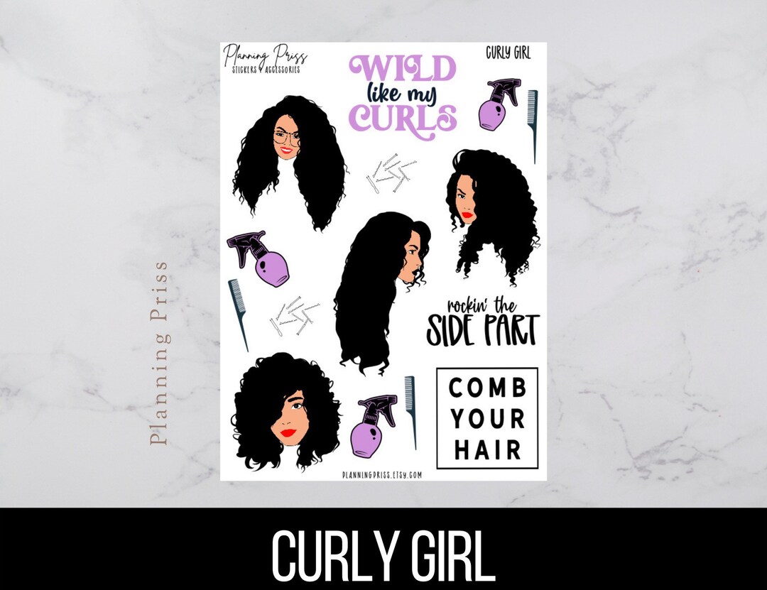 Curly Girl Deco Sticker Sheet - Etsy