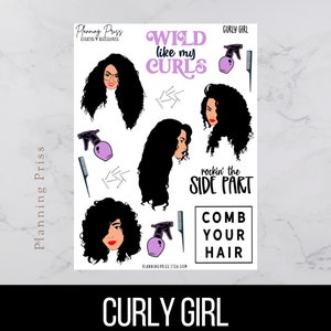 Curly Girl Deco Sticker Sheet - Etsy