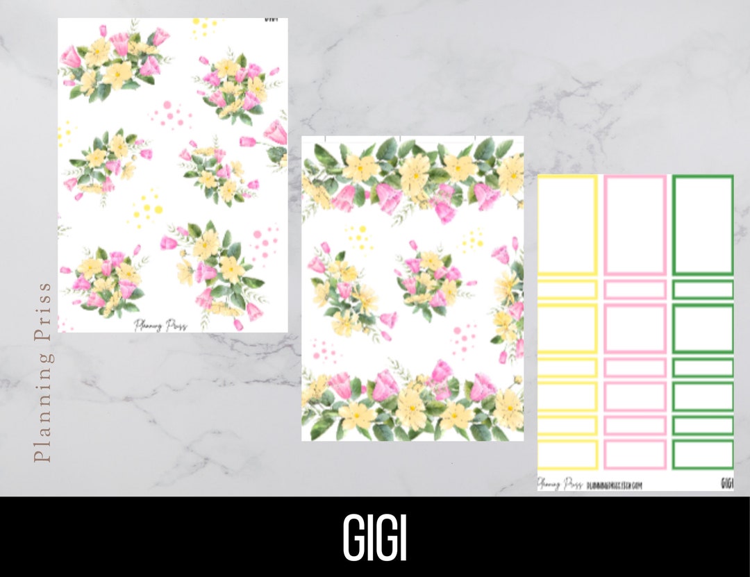 Gigi Floral Deco Sticker Kit/kiss Cut Stickers - Etsy