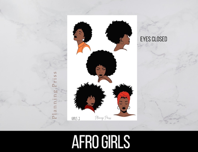 Afro Girls Sticker Sheet - Etsy