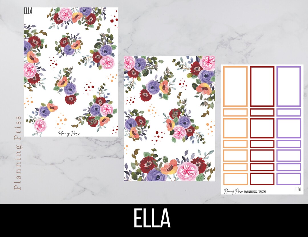 Ella Floral Deco Sticker Kit/kiss Cut Stickers - Etsy