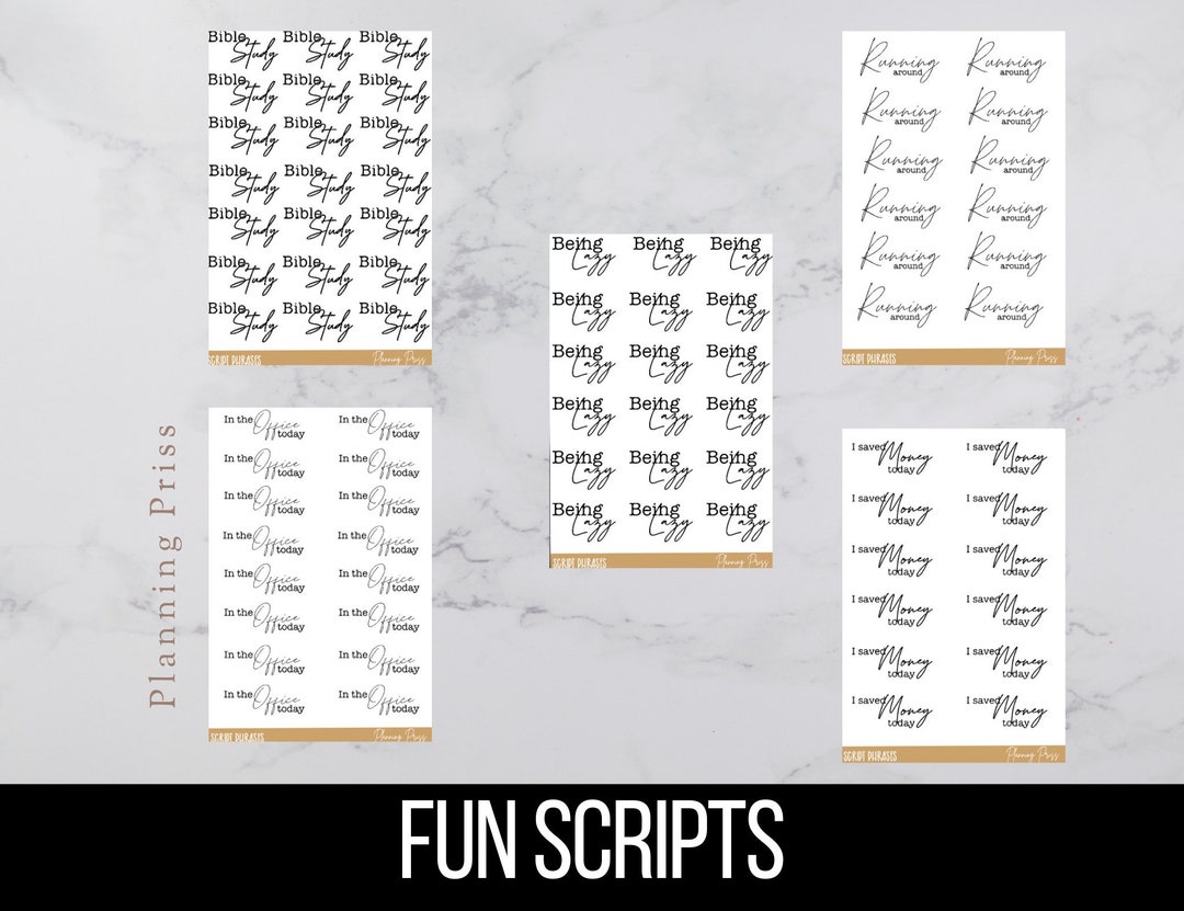 Fun Scripts Sticker Sheets - Etsy