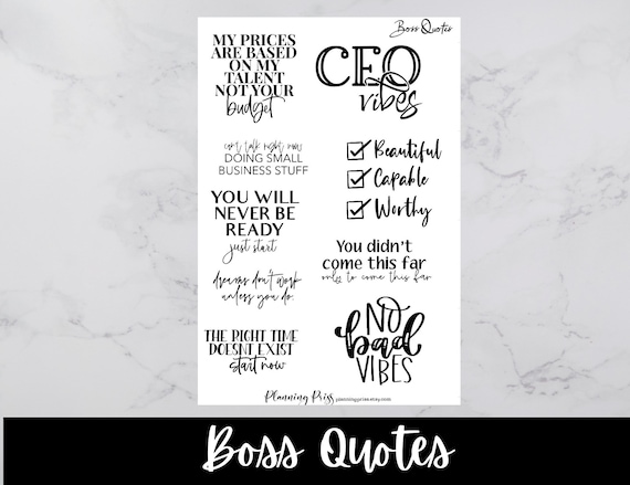 Boss Quotes Sticker Sheet/ Kiss Cut/ Planner Stickers - Etsy
