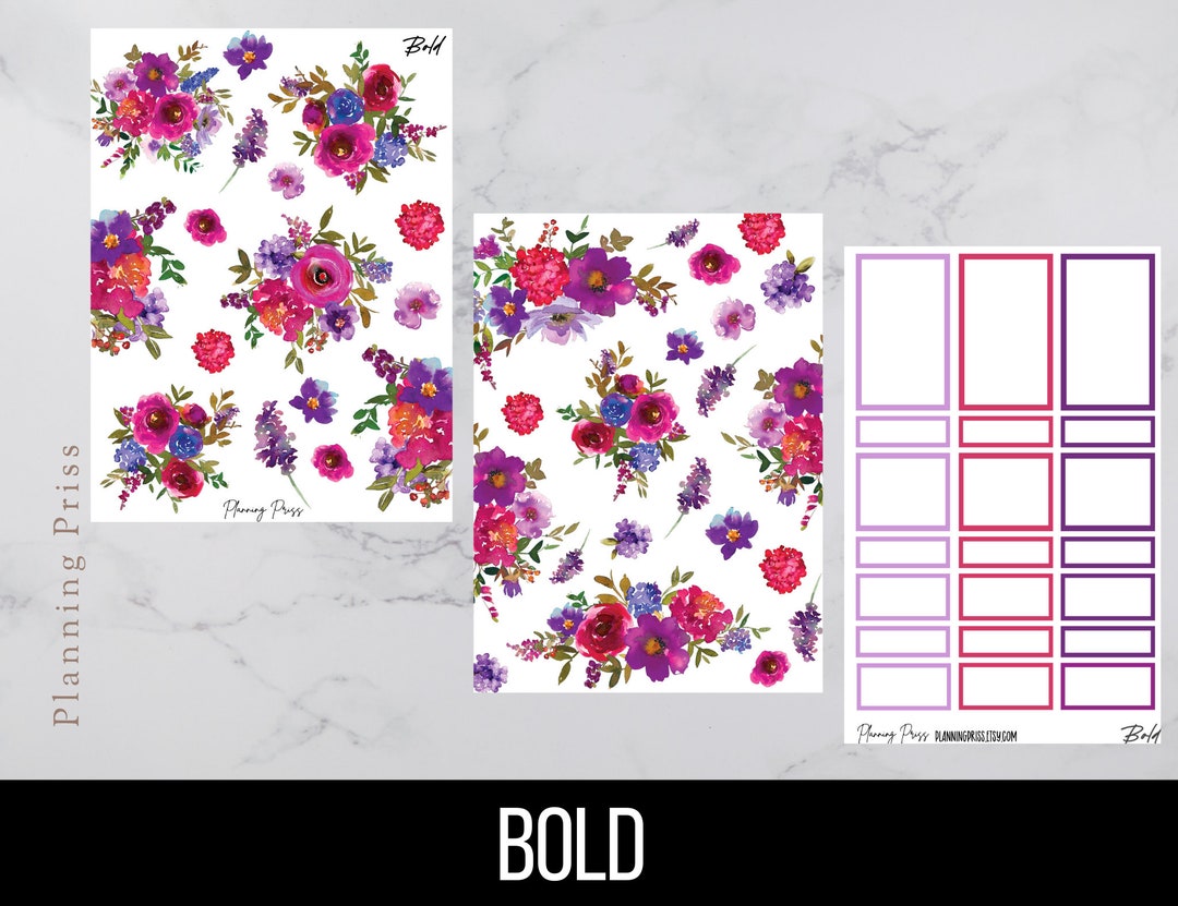 Bold Floral Deco Sticker Kit/ Summer Floral Deco/kiss Cut Stickers - Etsy