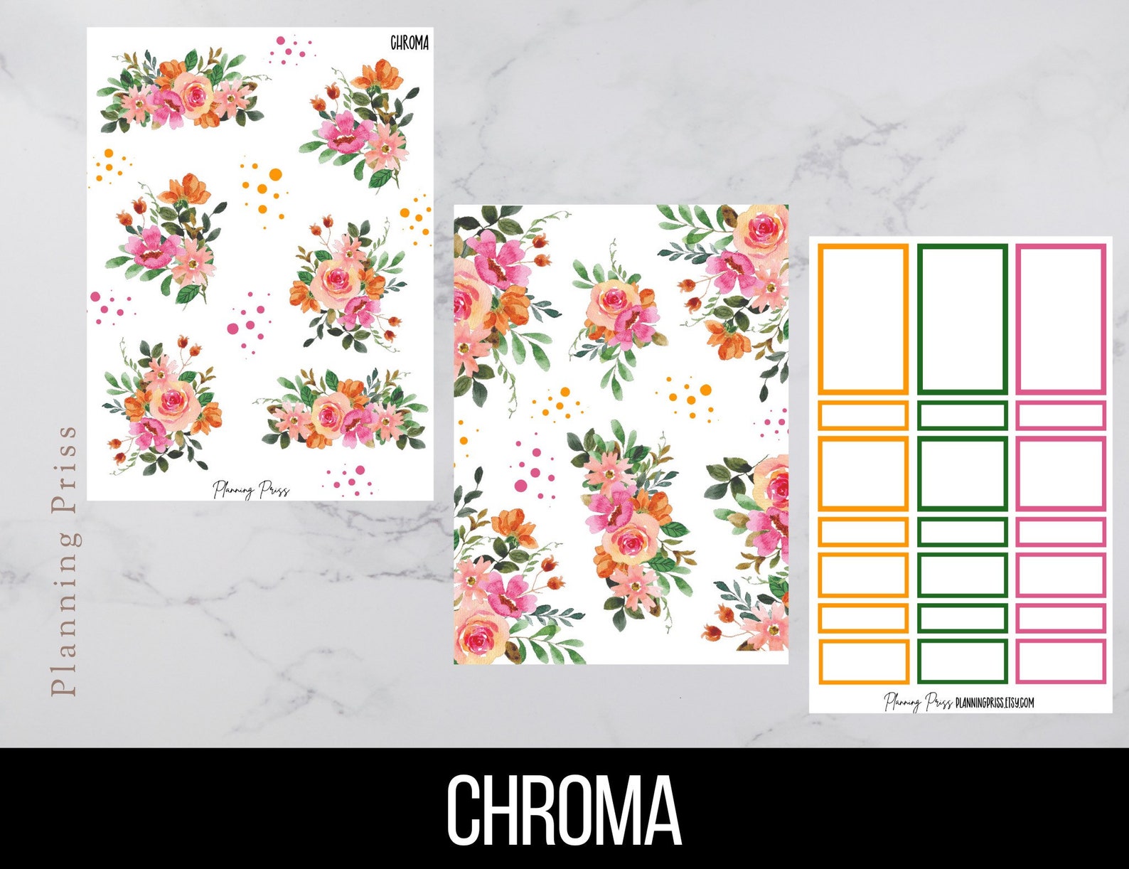 Chroma Floral Deco Sticker Kit/ Spring Floral Deco/kiss Cut Stickers - Etsy
