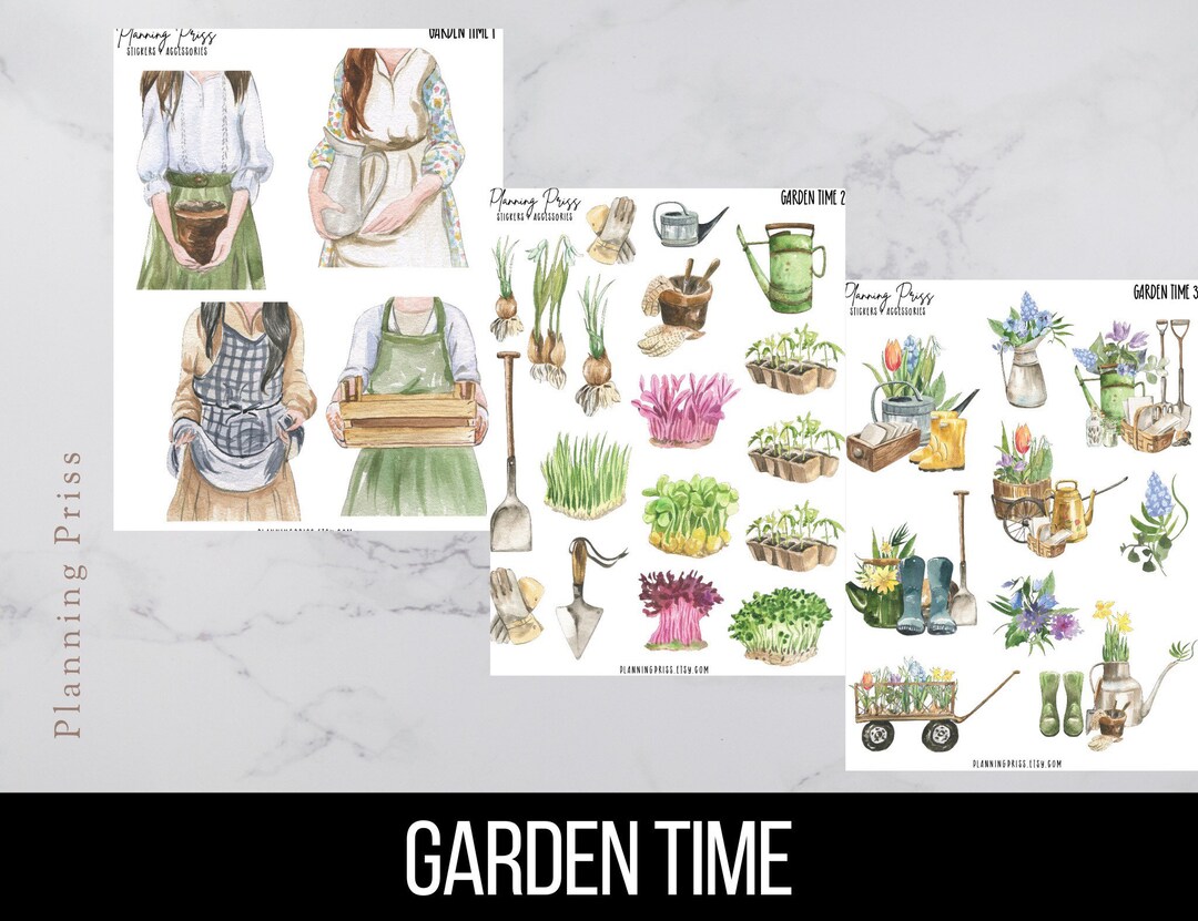 Garden Time Deco Sticker Collection - Etsy