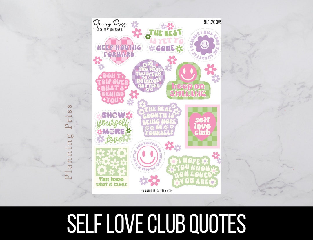 Self Love Quotes Deco Sticker Sheet - Etsy