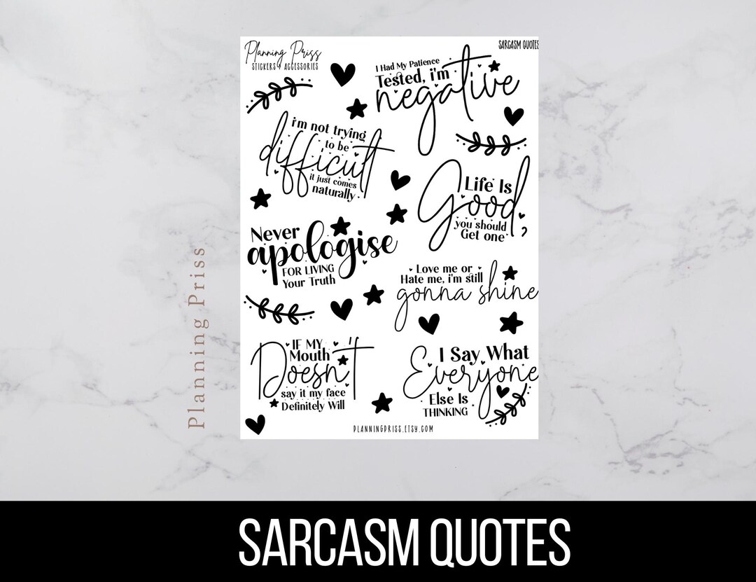 Sarcasm Quotes Sticker Sheet - Etsy