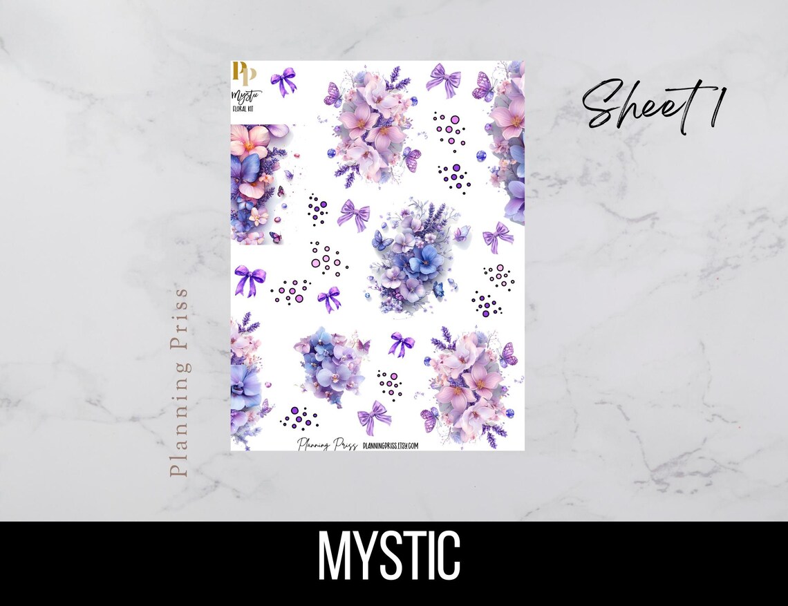 Mystic Floral Deco Sticker Kit/kiss Cut Stickers - Etsy