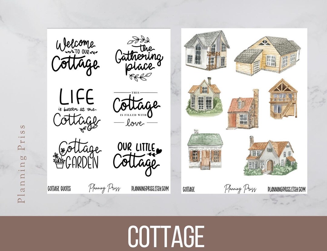 Cottage Houses/ Cottage Quotes Deco Sticker Sheet - Etsy