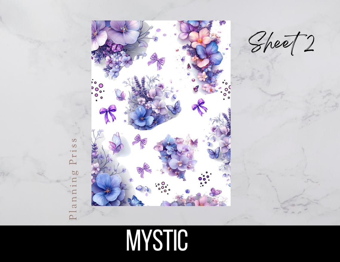 Mystic Floral Deco Sticker Kit/kiss Cut Stickers - Etsy