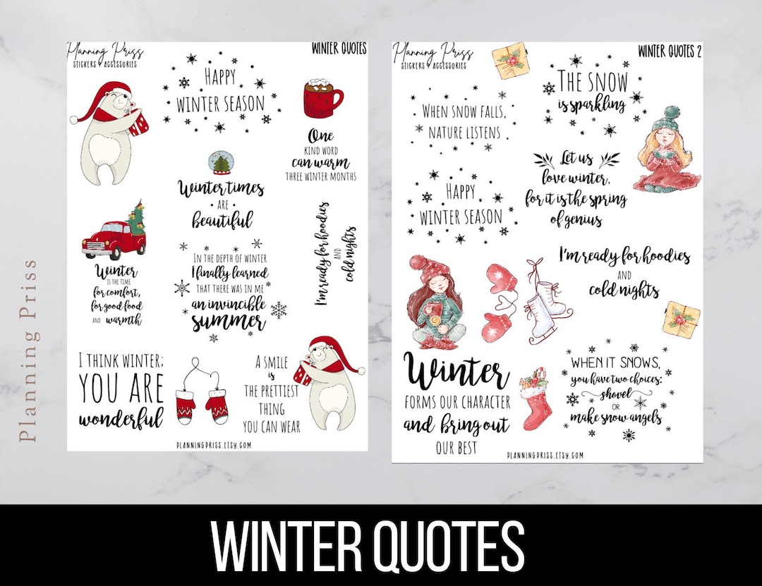 Winter Quotes Deco Sticker Sheets - Etsy