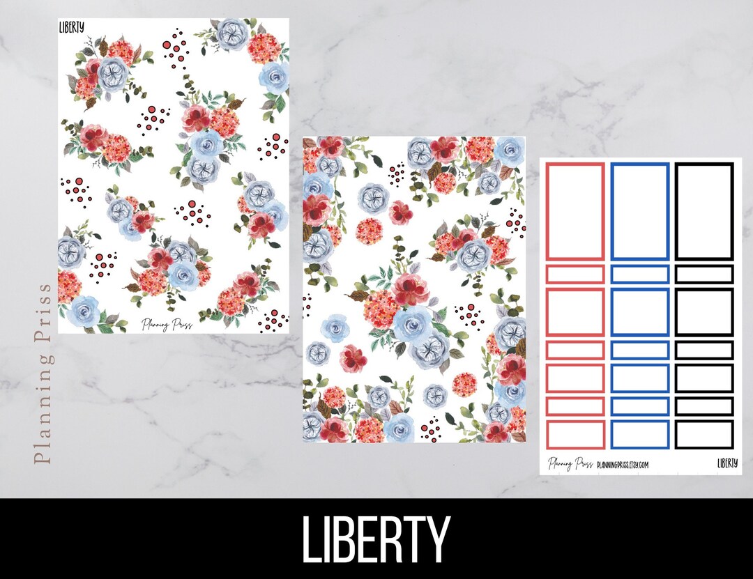 Liberty Floral Deco Sticker Kit/ Summer Floral Deco/kiss Cut Stickers ...