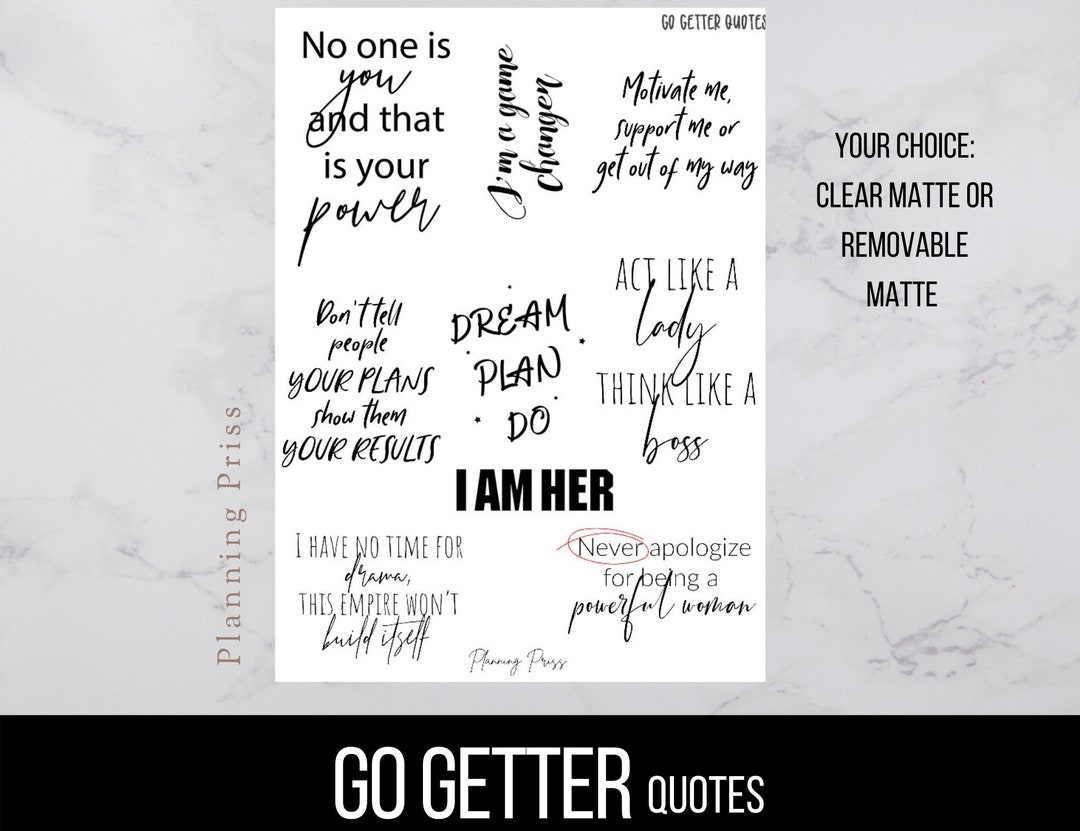 Go Getter Quote Sticker Sheet/motivational Quotes - Etsy