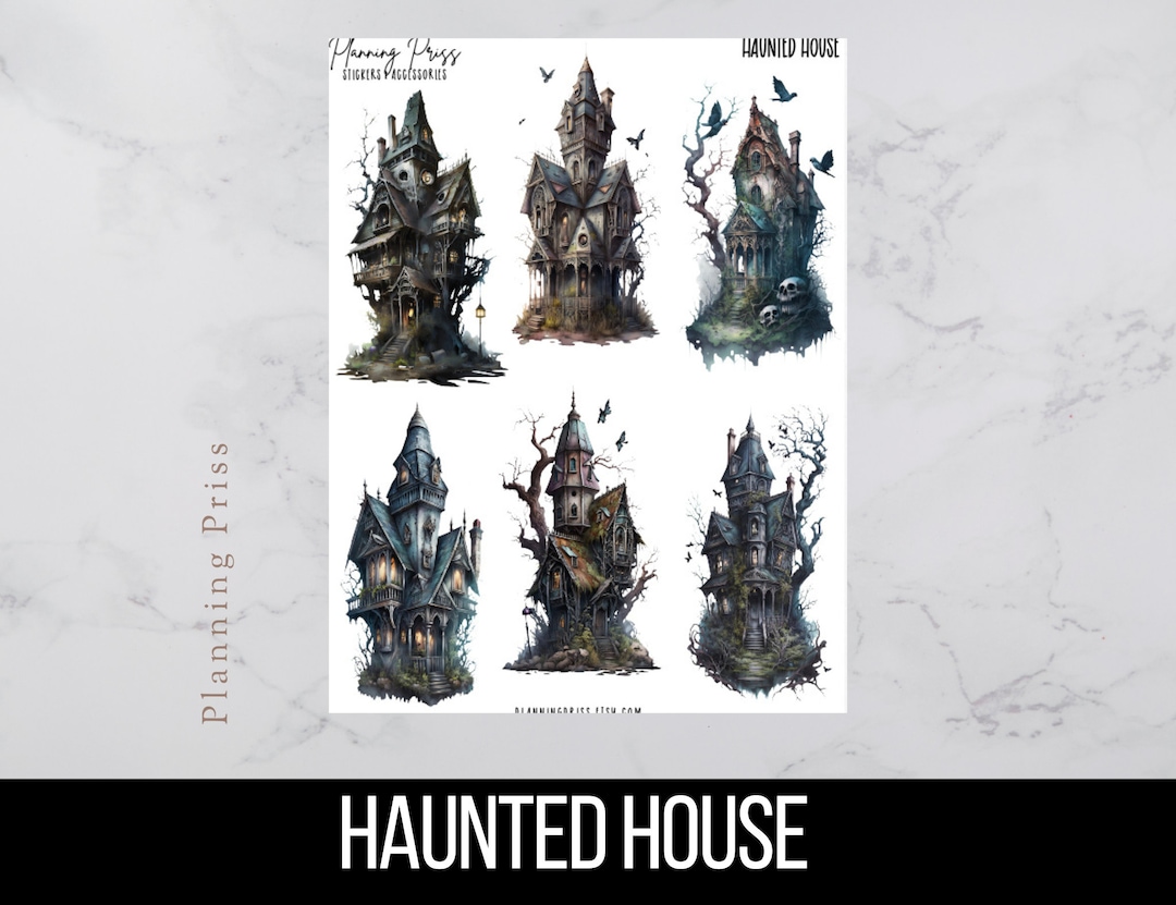 Haunted House Deco Sticker Sheet - Etsy