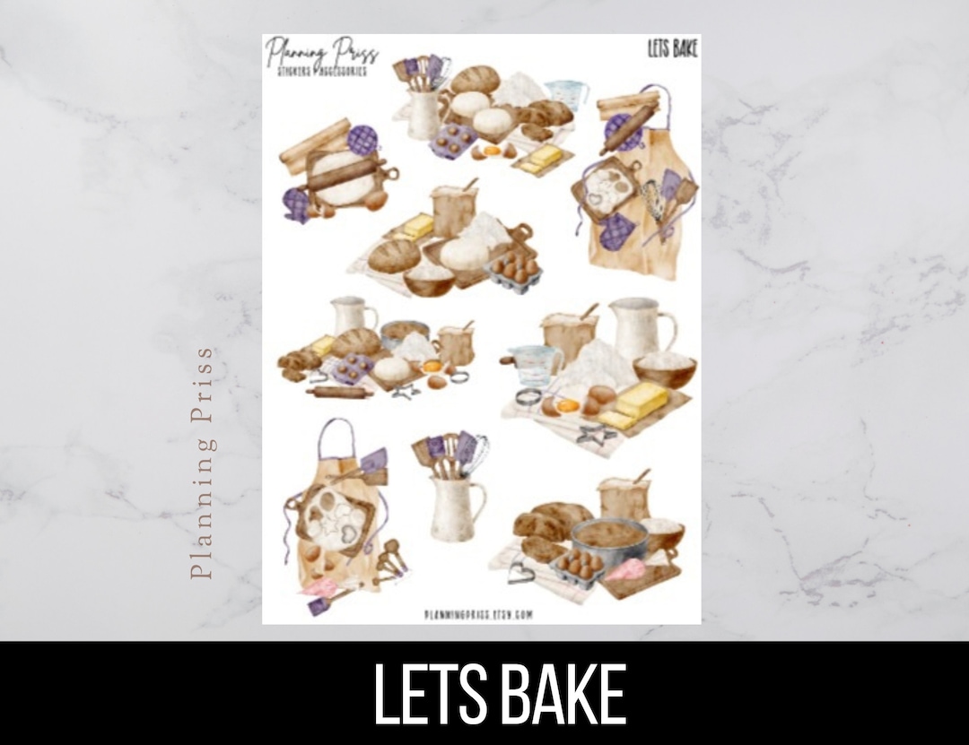 Lets Bake Deco Sticker Sheet - Etsy