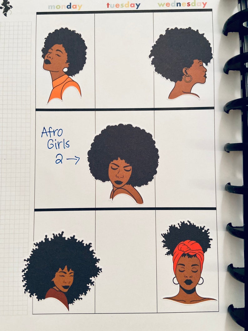 Afro Girls Sticker Sheet - Etsy