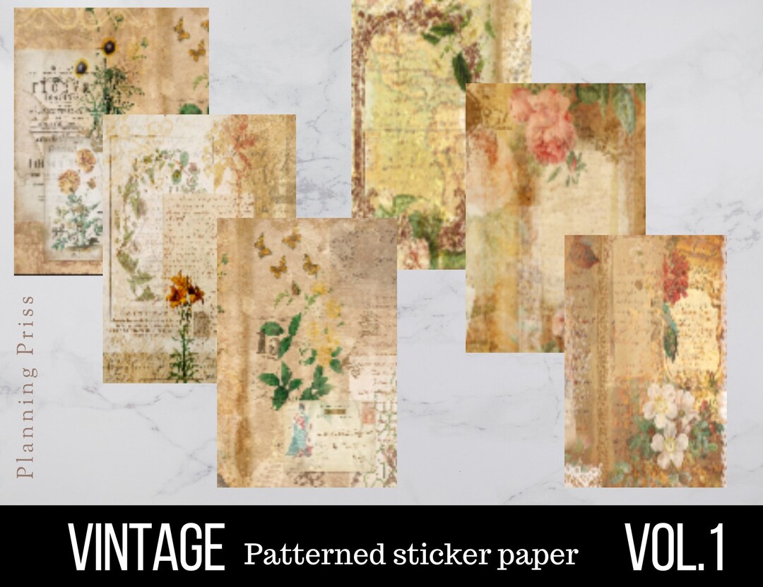 Vintage Themed Patterned Sticker Pack - Etsy