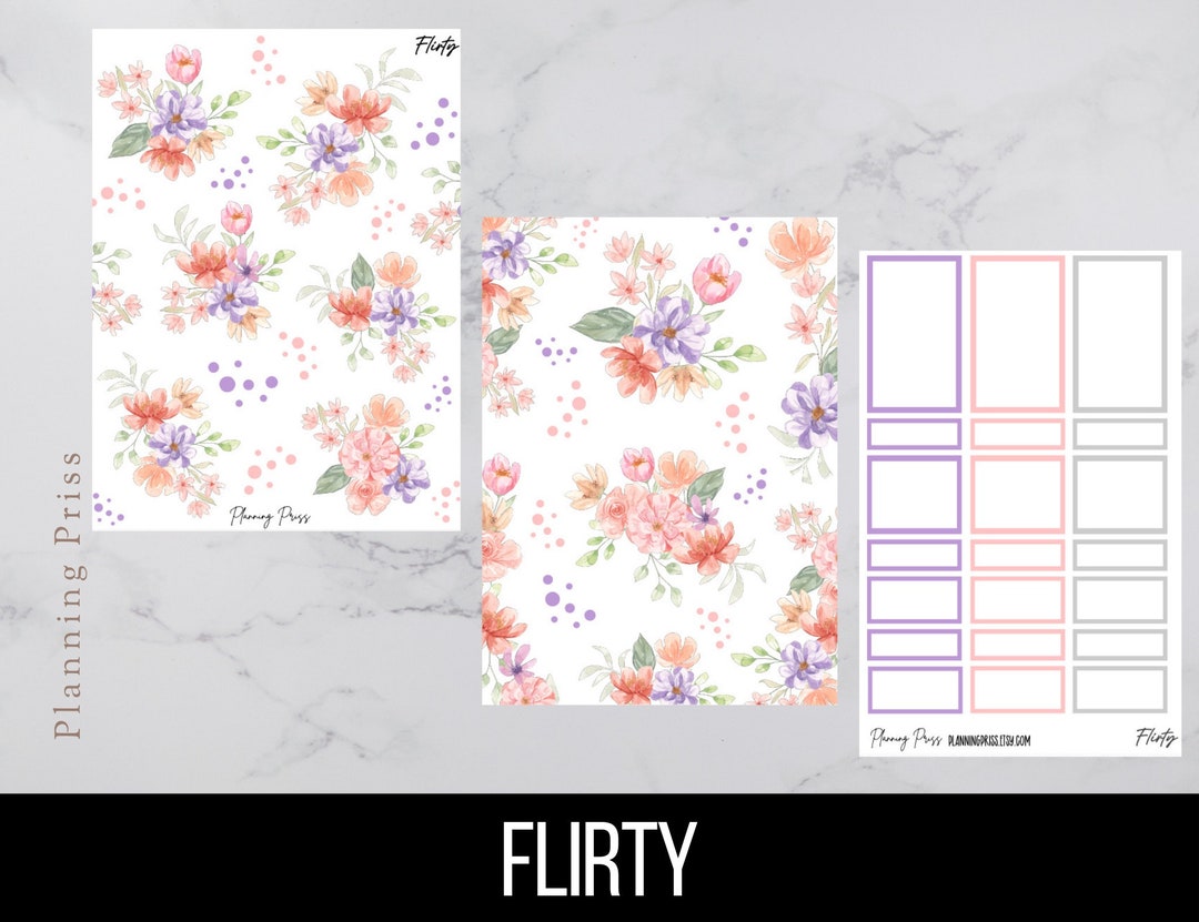 Flirty Floral Deco Sticker Kit/ Summer Floral Deco/kiss Cut Stickers - Etsy