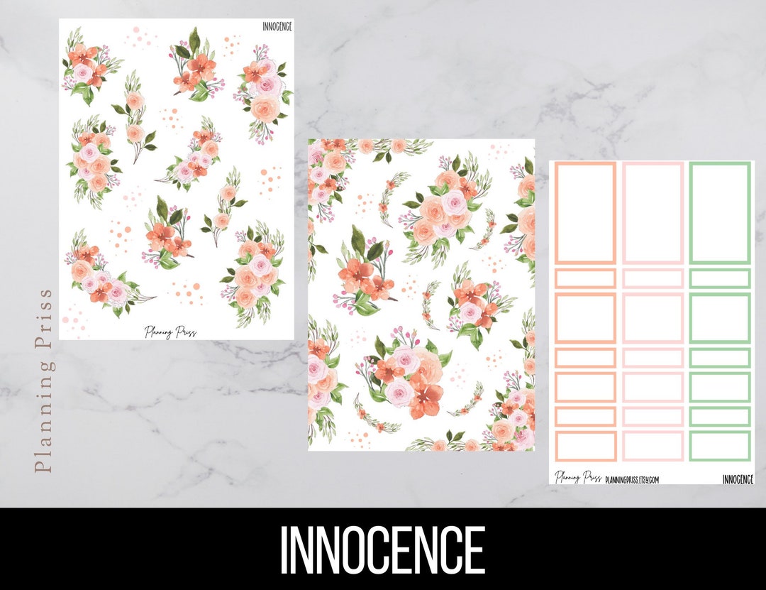 Innocence Floral Deco Sticker Kit/ Spring Floral Deco/kiss Cut Stickers ...