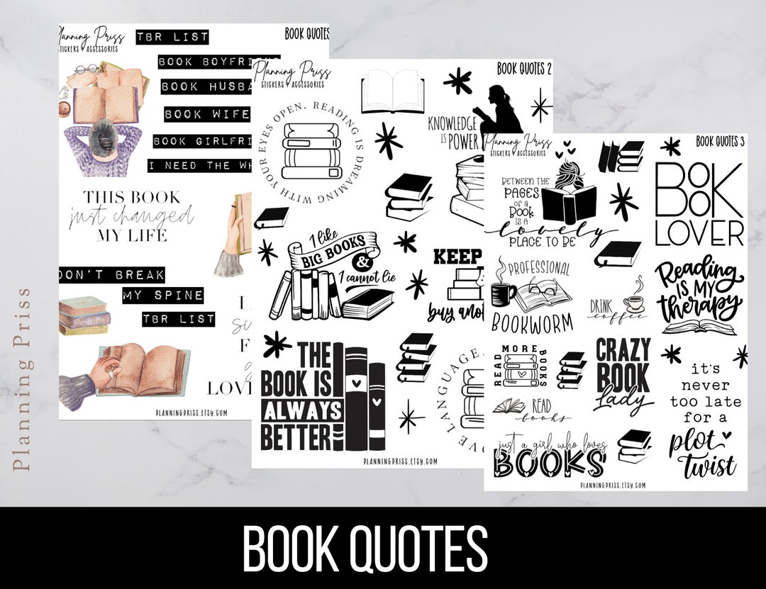 Book Quotes Deco Sticker Sheet - Etsy
