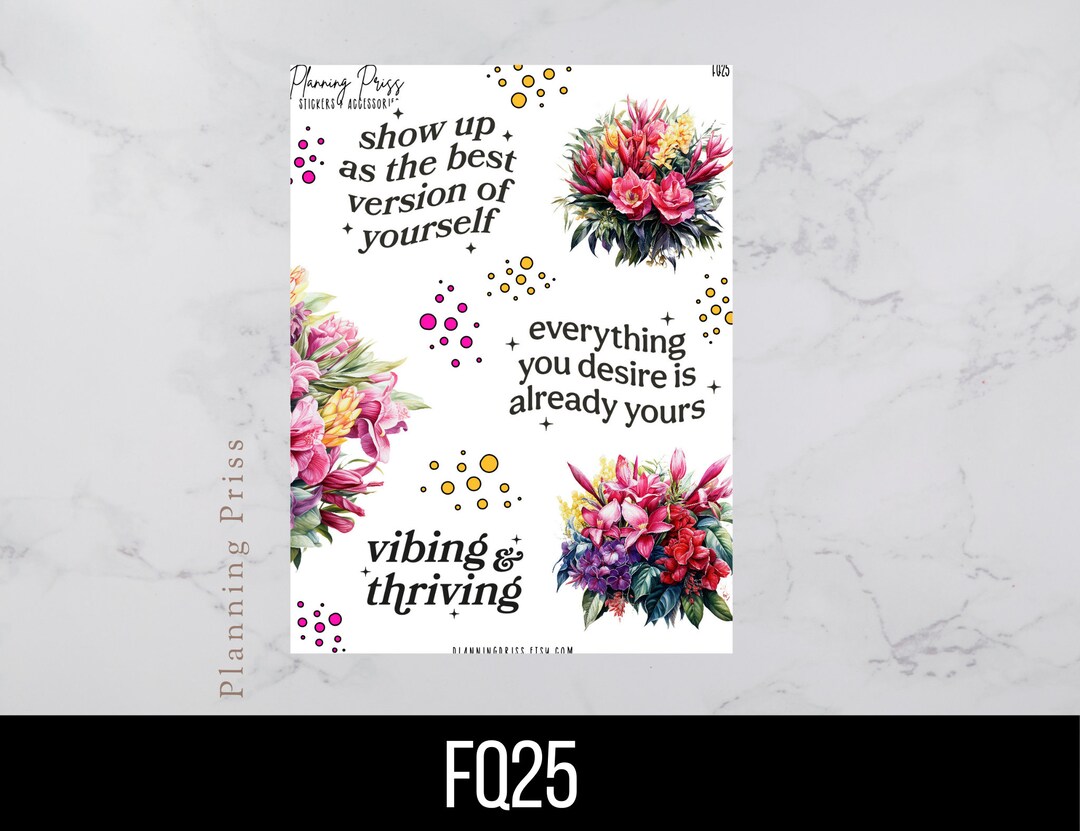 Floral Quotes #25 Deco Sticker Sheet - Etsy
