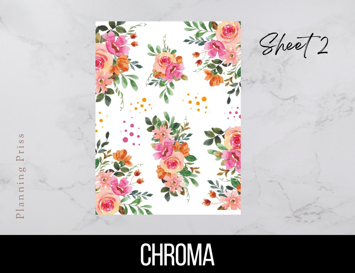 Chroma Floral Deco Sticker Kit/ Spring Floral Deco/kiss Cut Stickers - Etsy