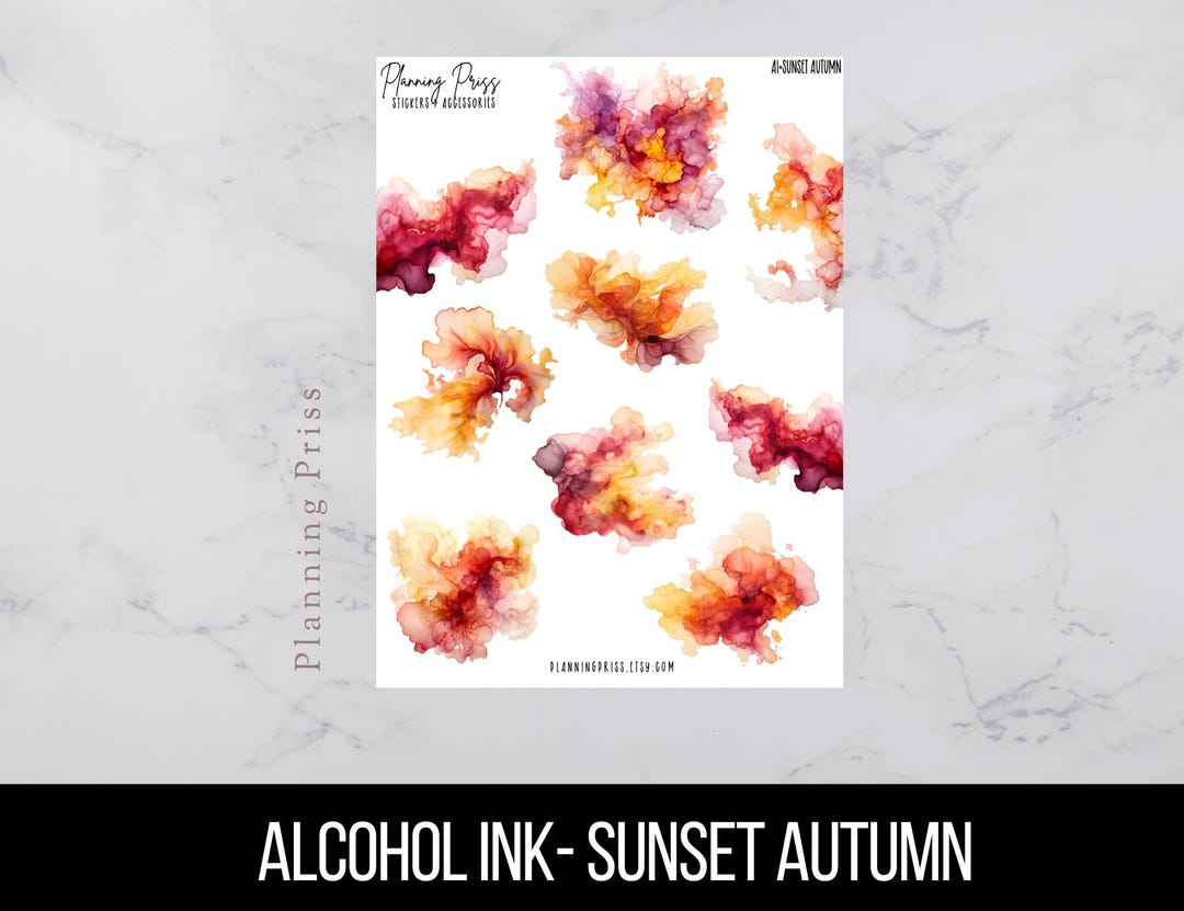 Alcohol Ink/fall Tones/ Deco Sticker Sheet - Etsy