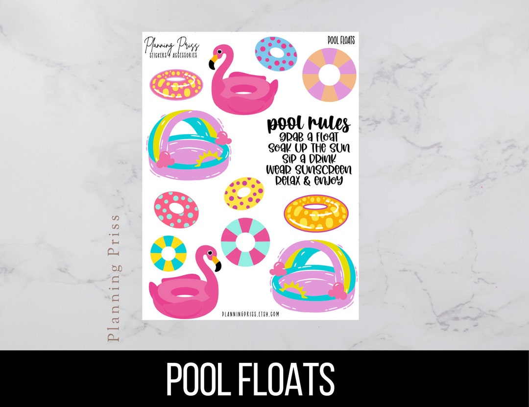 Pool Floats Deco Sticker Sheet - Etsy