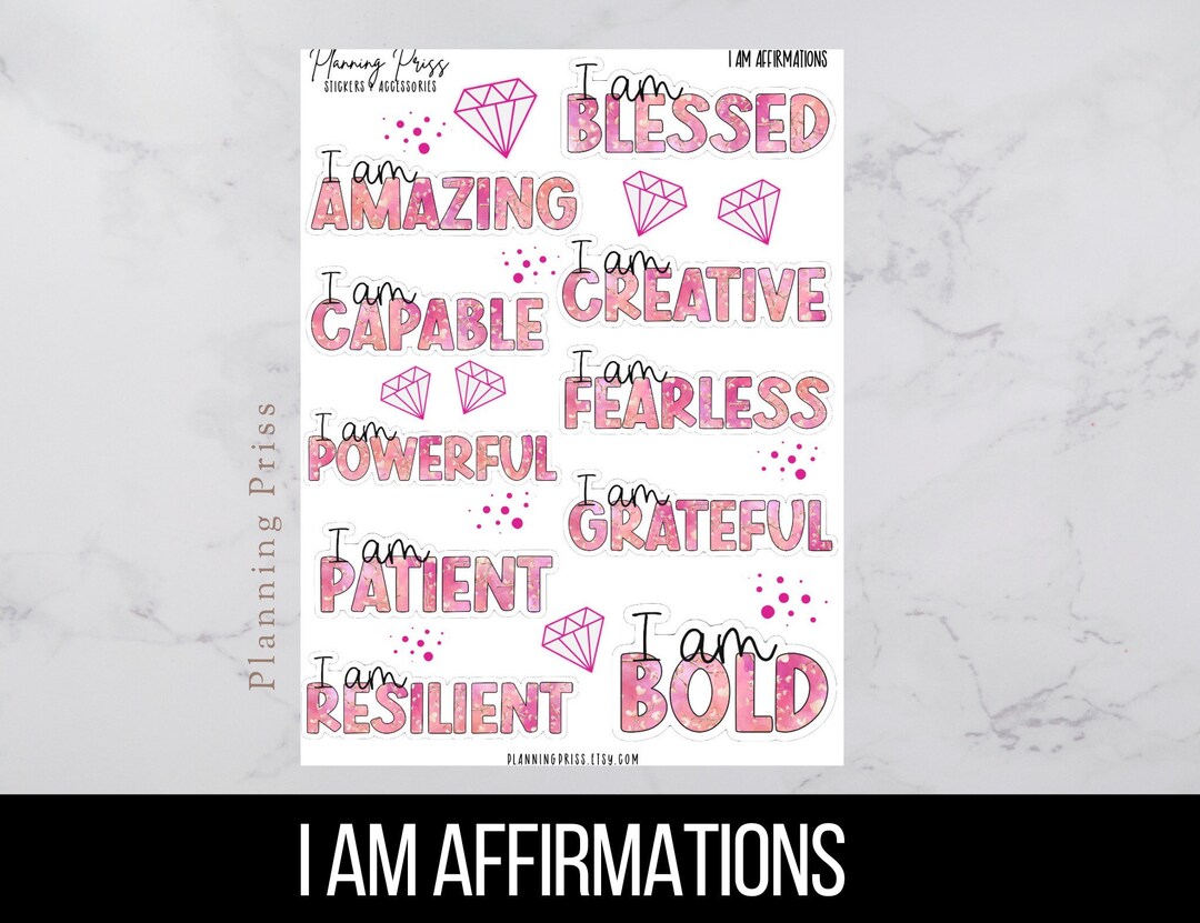 I Am Affirmations Quote Sticker Sheet - Etsy